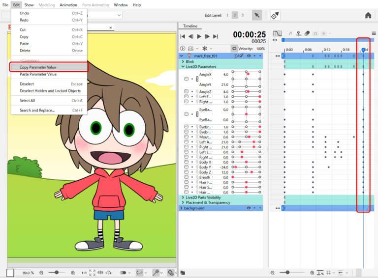 Copy/Paste Parameter Values | Editor Manual | Live2D Manuals & Tutorials